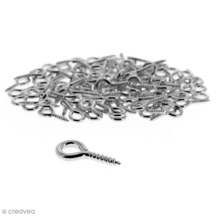 Crochets piton à visser - Argenté - 10 mm - Lot de 100 pcs - Métal ...