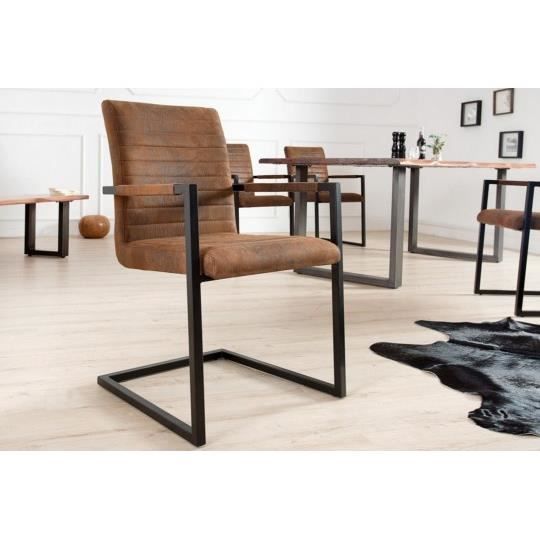 Chaise design avec accoudoirs acier inox noir vintage Impérial ...