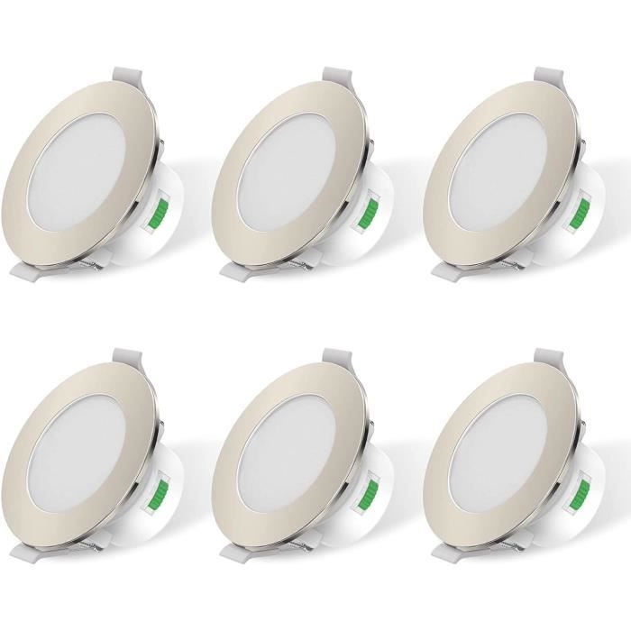 Lot De 6 Spots Encastrables Led Ultra Plat Dimmable 230V 12W Ip44 Plafonniers Encastrables Ronds ...