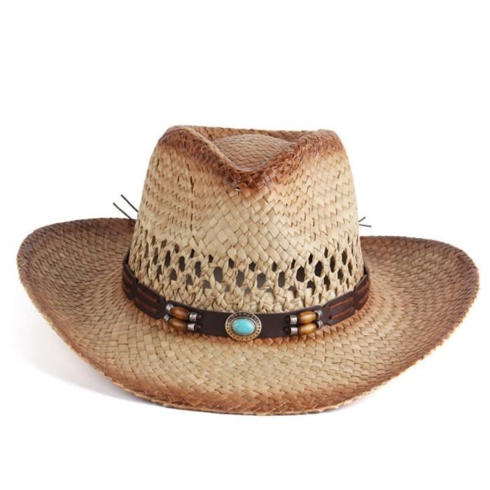 Chapeau en Paille Western Femme - de Soleil Cowboy Printemps-été ...