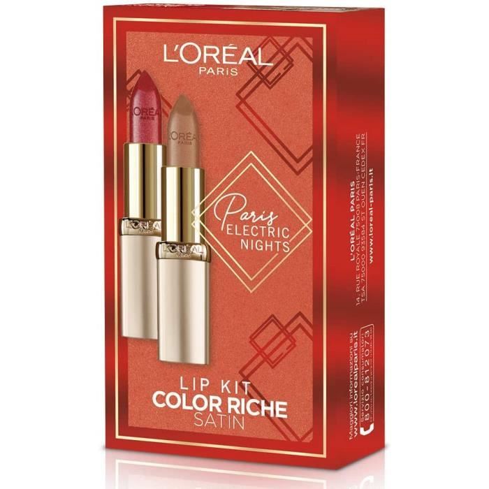 L'Oréal Paris Makeup Coffret Idée Cadeau Femme 2 Rouge à Lèvres Satiné ...
