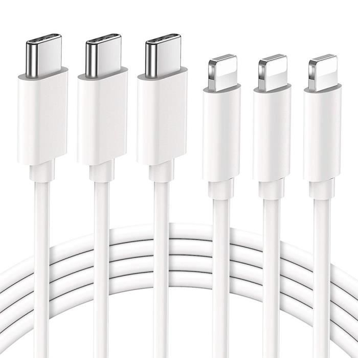Lot 3 Câbles USB pour iPhone 14 Pro - E.F.CONNECTION - Câble USB C Vers ...