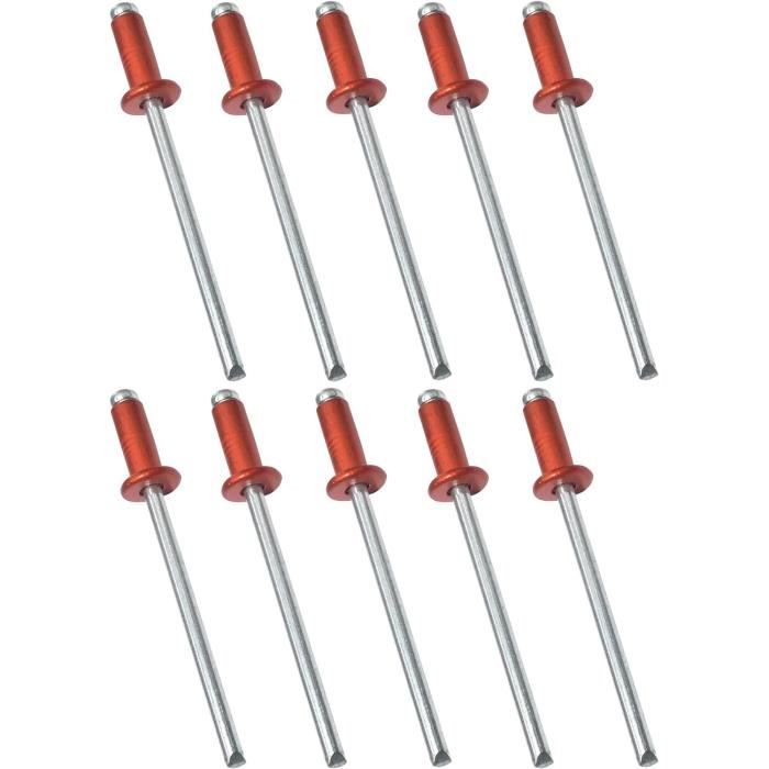 C48069 - Lot De 10 Rivets Aveugles Standard Ø4X10Mm - Couleur Rouge Feu ...