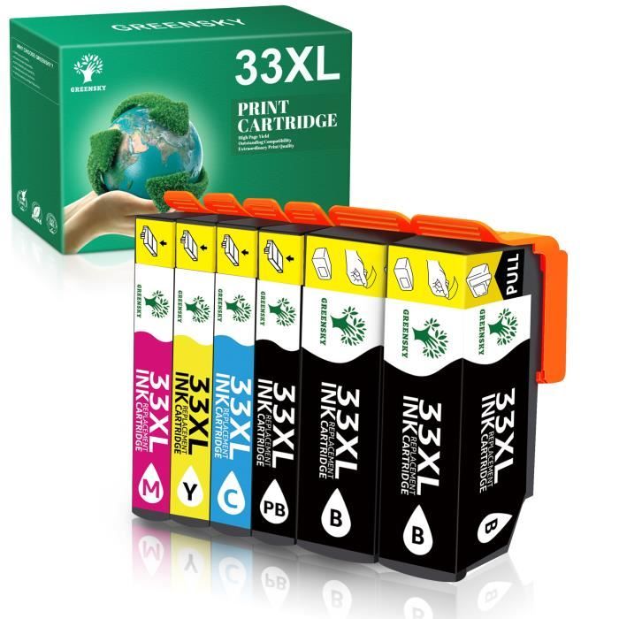 GREENSKY 6 Pack Compatible EPSON 33 33XL T3351 T3361 T3362 T3363 T3364 ...