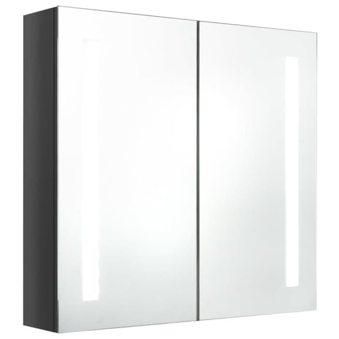 ABB Armoire de salle de bain à miroir LED Gris brillant 62x14x60 cm ...