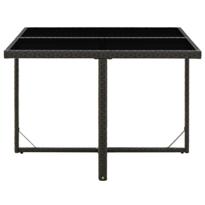 LEX Table de jardin Noir 109x107x74 cm Résine tressée et verre - Qqmora - OVN36103 - Cdiscount ...