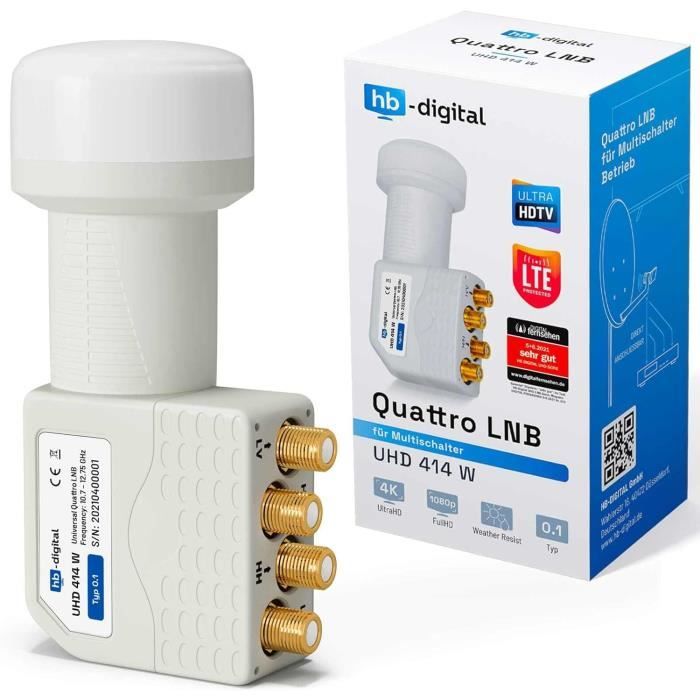 Universal Quattro Lnb Blanc - Uhd 4K Full Hd Dvb-S-S2 - Facteur De Bruit De 0,1 Db - Pour La ...