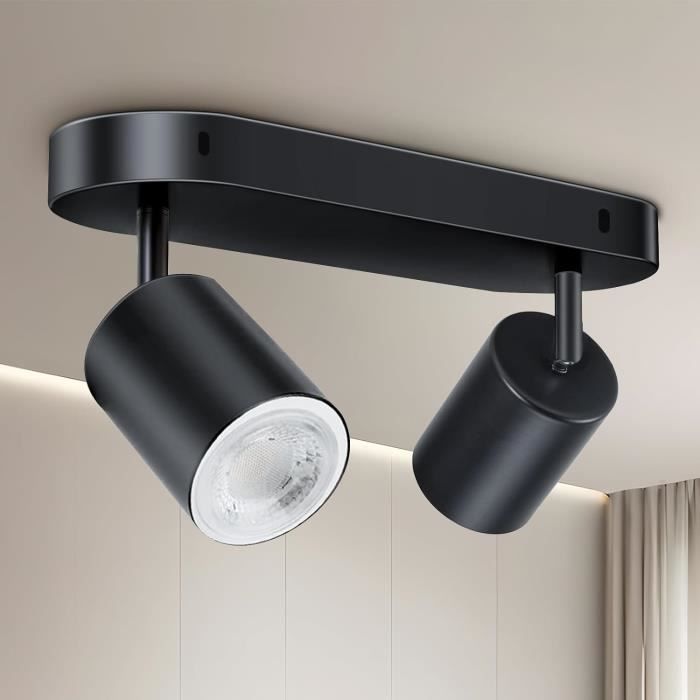 Projecteur de plafond 2 Spots, Plafonnier LED réglable GU10, Spots ...
