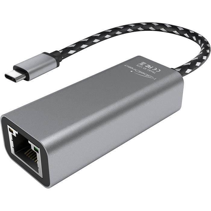 KabelDirekt – Adaptateur USB-C-Ethernet LAN (fiches USB-C-RJ45 ...