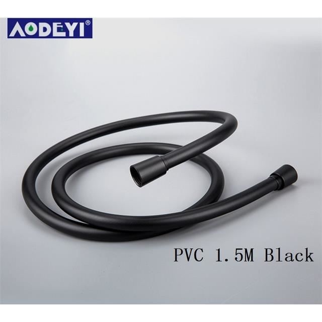 Tuyau,PVC 1.5M Black--Tuyau de douche lisse en PVC à haute pression, argent et noir, pour salle ...