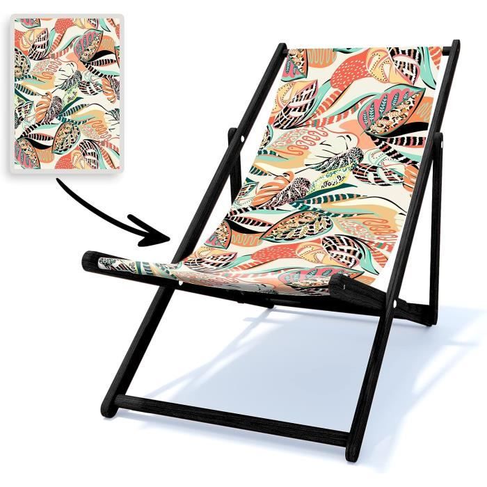 Holtaz Transat en Bois de hêtre Full Print Extérieur Jardin et Balcon ...