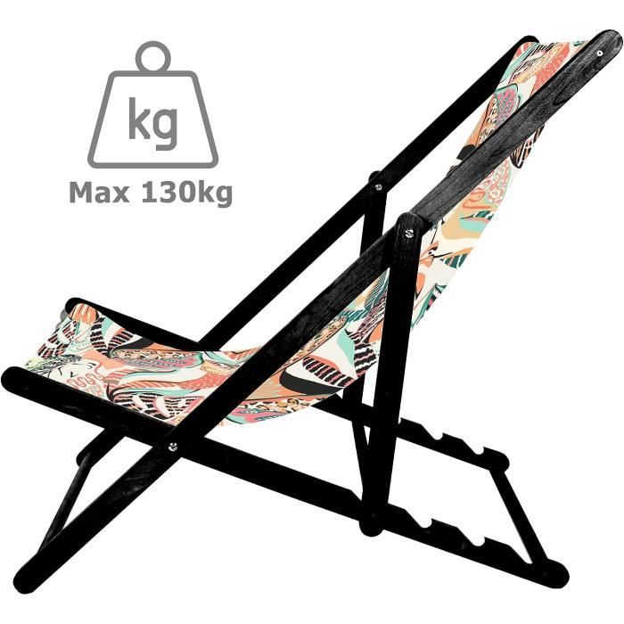 Holtaz Transat en Bois de hêtre Full Print Extérieur Jardin et Balcon ...