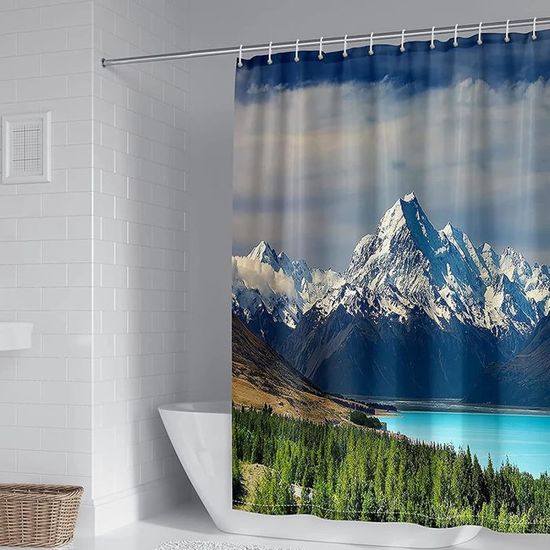 3D Rideau De Douche Paysage De Montagne Enneigée Rideaux De Douche ...