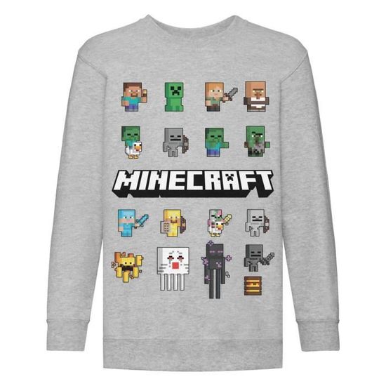 Minecraft - Sweat MINI - Garço Gris chiné - Cdiscount Prêt-à-Porter