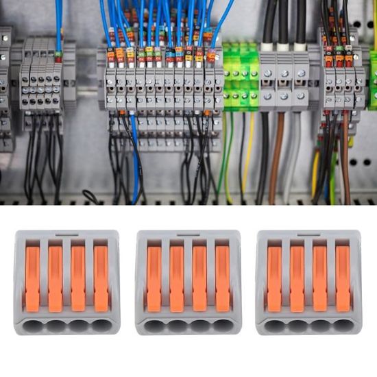 YOSOO Connecteur de câblage à fil poussoir 50pcs Push Wire Wiring Connector Mini Fast Compact ...