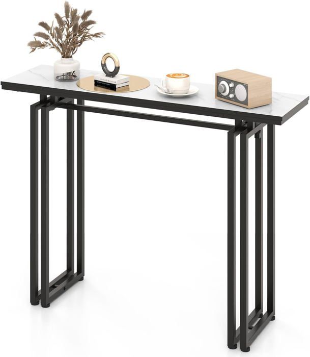 RELAX4LIFE Table Console en Faux Marbre avec Kit Anti-Basculement ...