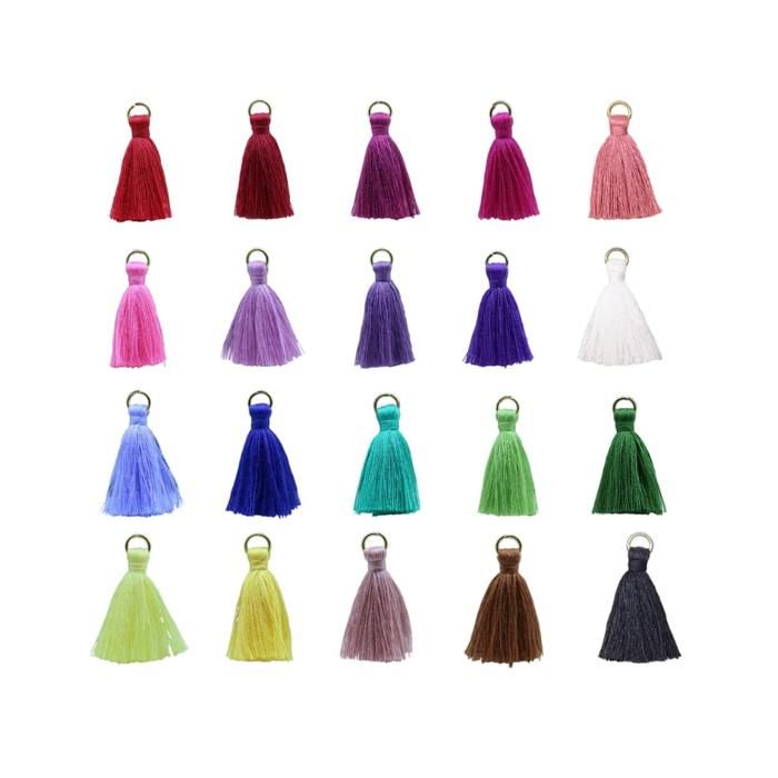 Glands 100 Pcs Mini Pompon Multicolores Pendentif Tassel Mini Glands