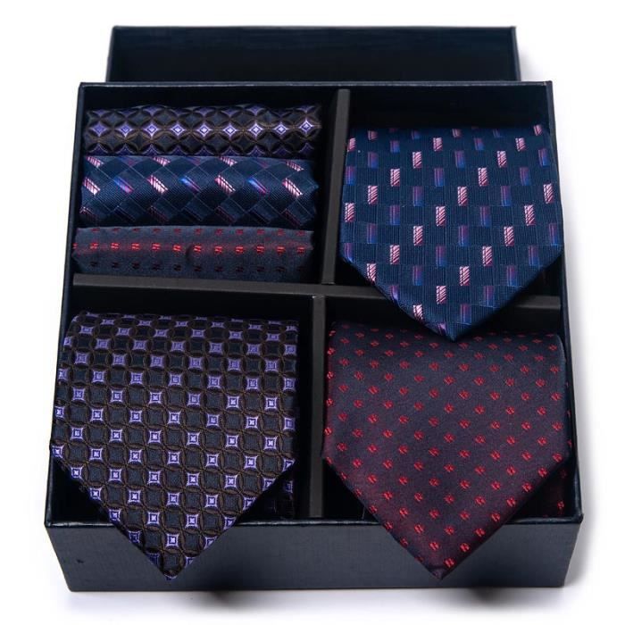 Lot de 3 Cravates et Carrés de Poche Homme Classique Elegant Tissée ...
