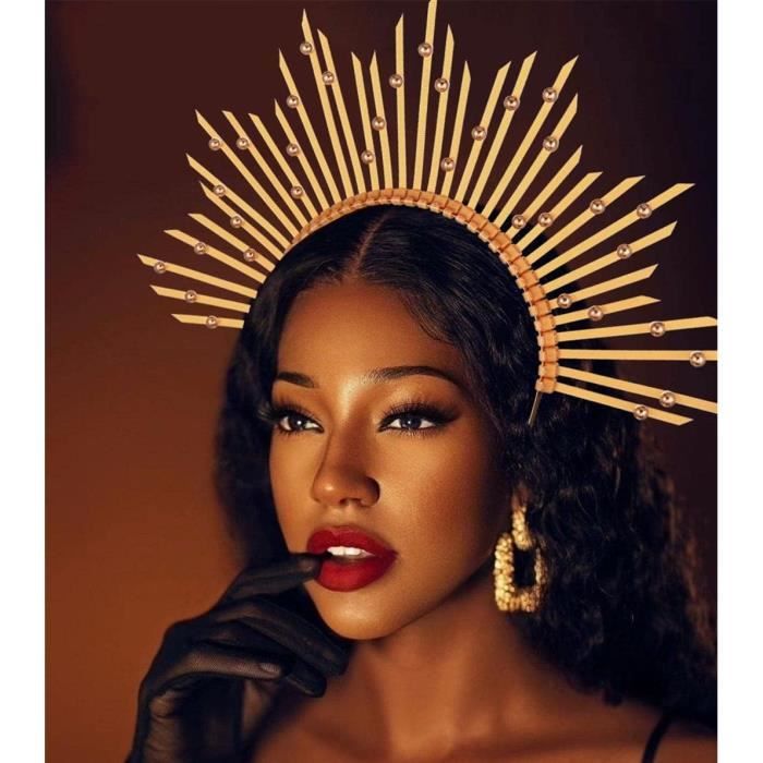 Bandeau Mary Halo Crown Doré À Pointes Avec Fermeture Éclair - Couronne ...