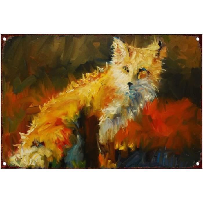 Poster Métallique Affiche,Renard des Animaux de la forêt,Peinture Art ...