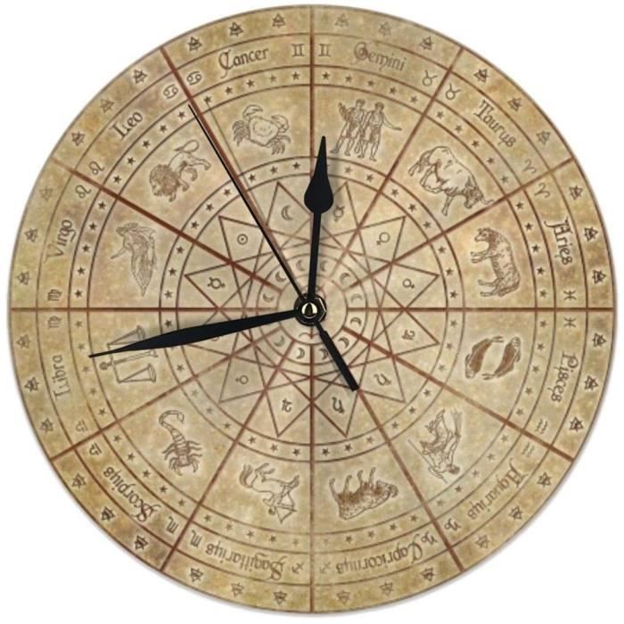 Horloge Murale Ronde Vintage Zodiac Circle Ronde Facile à Lire 25cm[245] - Cdiscount Maison