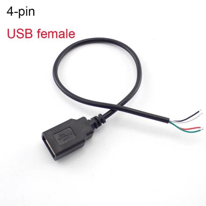 USB Femelle 4pin - 2m - Câble D'alimentation Usb 2.0, Rallonge De ...