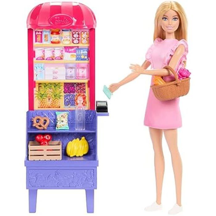 Coffret de jeu Barbie - BARBIE - Malibu - Marché avec poupée et 11 ...