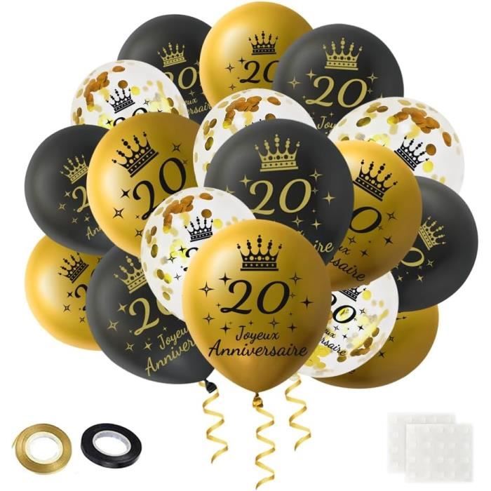 30Pcs Ballons 20 Ans Anniversaire, Ballons De 20 Ans Joyeux Anniversaire Ballons Gris Or ...