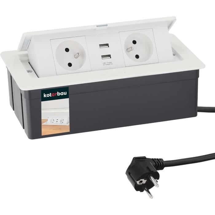 Bloc Multiprise Encastrable - Avec 2 Prises Et Port Usb - En Aluminium ...