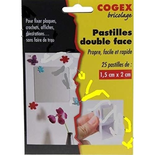 Pastille double face - COGEX - 25 pcs - Blanc - 8 mm - Cdiscount Bricolage