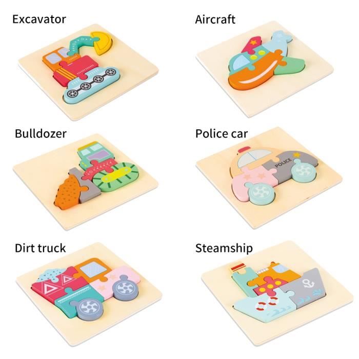 Casse-Tete BOS6G 6 pièces ensemble haut en bois 3D Puzzle jouets ...