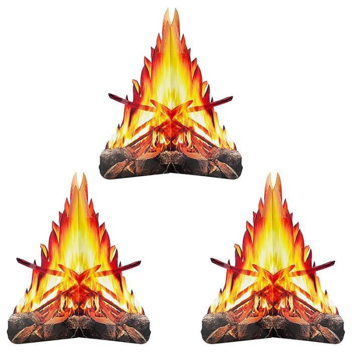 Décoration de fête - DAMILY - Lot de 3 - Feu de camp en carton 3D ...