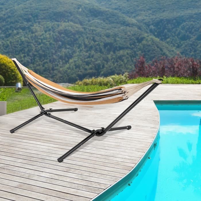 Hamac sur pied extérieur HOMEWELL - Noir - 270*118*109cm - Capacité ...