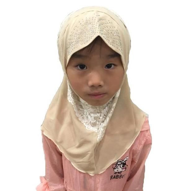 Musulman Enfants Filles Hijab Une Pièce Amira Chapeau Dentelle Strass ...