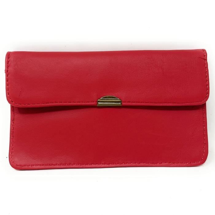 Portefeuille pochette IMPRO Rouge - OH MY BAG - Femme - Cuir lisse ...