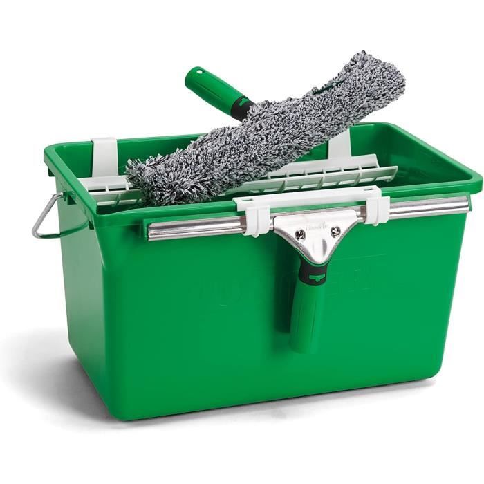 Kit De Nettoyage Des Vitres (Raclette, Support, Housse Microfibre, Seau ...