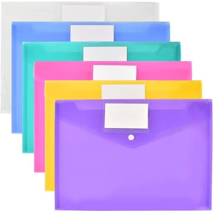 6 Pièces Porte Documents A4 Plastique, Pochette A4 Transparente ...
