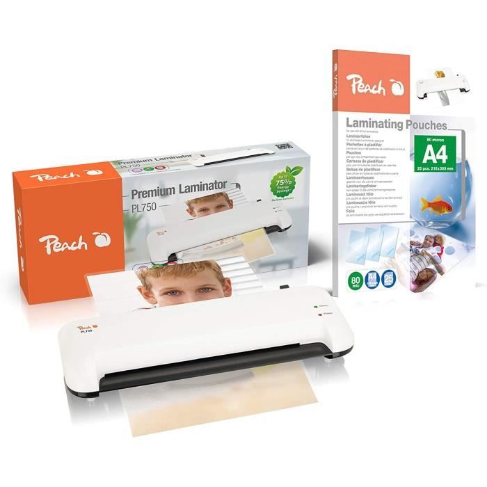 Peach Plastifieuse PL750 DIN A4 avec 20 films de plastification ...