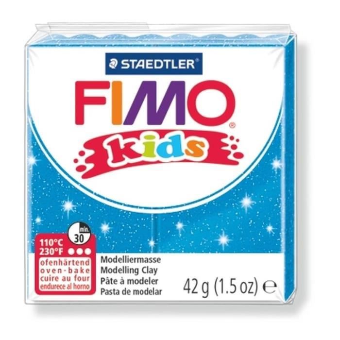Jeu de pâte polymère LA FOURMI Fimo kids - Bleu scintillant - Sachet ...