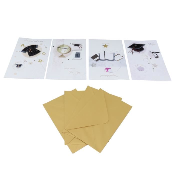 Tbest Carte de graduation Lot de 4 cartes de vœux de fin d'études avec ...