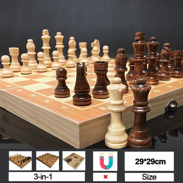 JEU DE SOCIETE,29 x 29cm Mold3--Jeu D'échecs International 3 En 1, Super Dames, Jeu D'échecs De ...