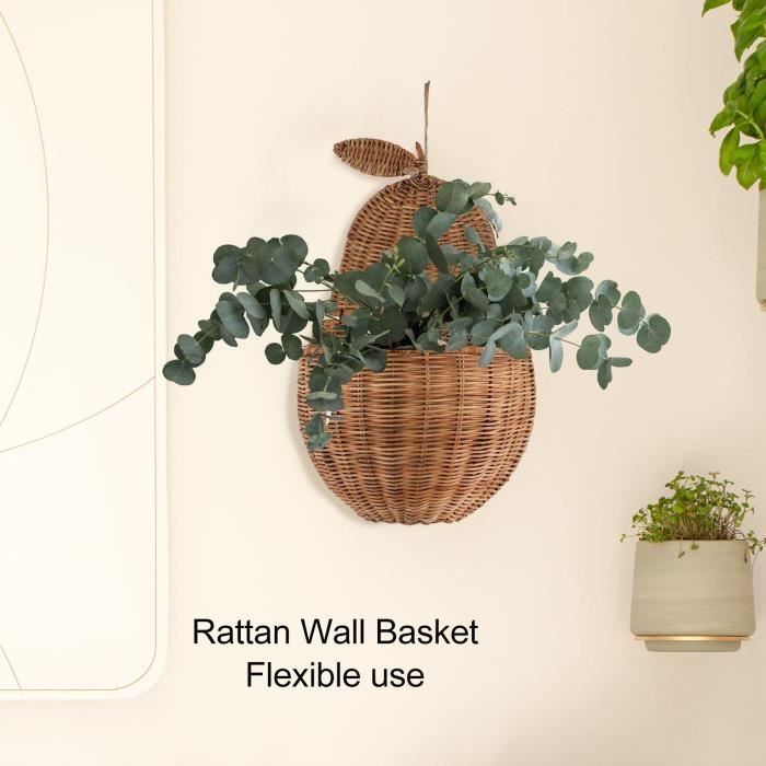 Panier mural en rotin Panier en Rotin tissé Suspendu, Organisateur de ...