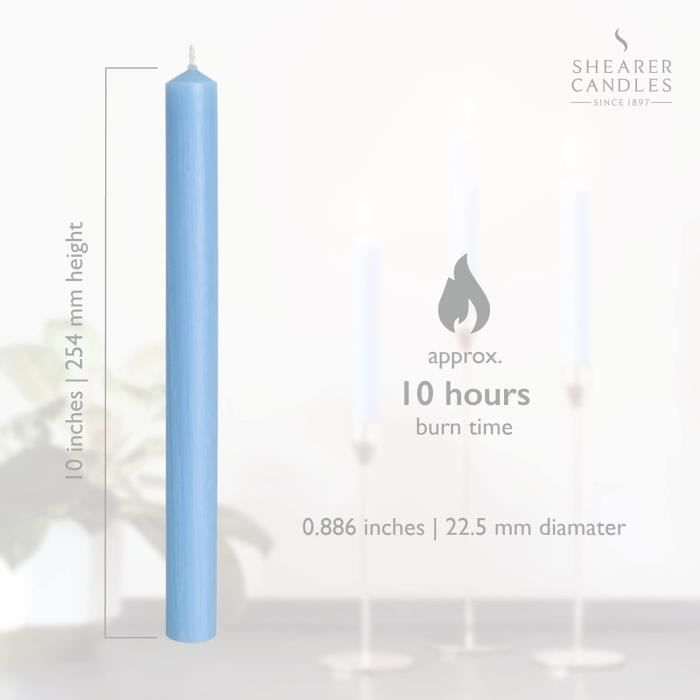 Sea Blue Lot De 6 Bougies De Dîner Non Parfumées Sans Gouttes 25,4 Cm ...