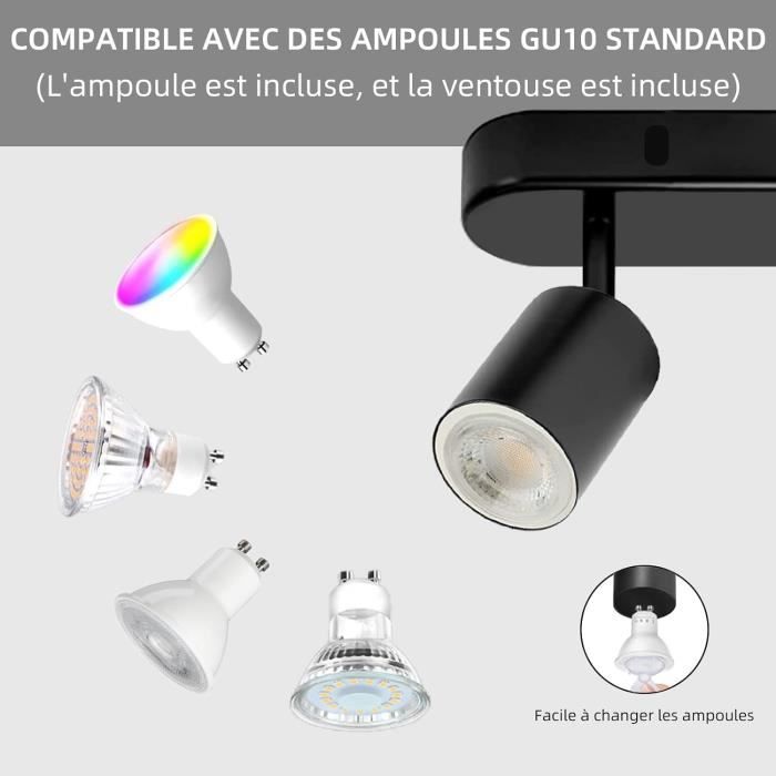 Aurorast Projecteur de plafond 2 Spots, Plafonnier LED réglable GU10 ...