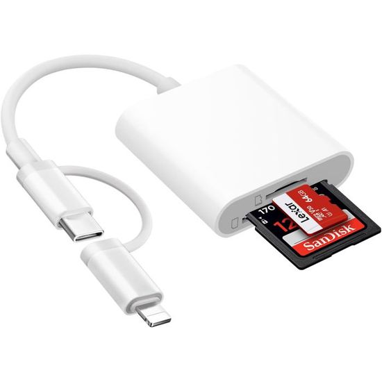 SD Card Reader for iPhone iPad,USB C & Lightning,Micro SD/SD Adapter ...