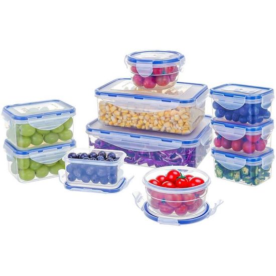 Lot de 10 récipients alimentaires en plastique avec couvercles - Sans ...