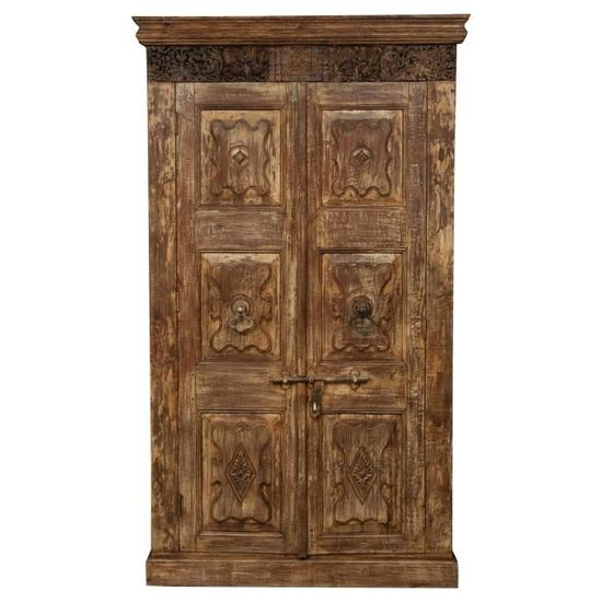 Armoire / bibliothèque en bois avec portes antiques - L5321 - Cdiscount ...