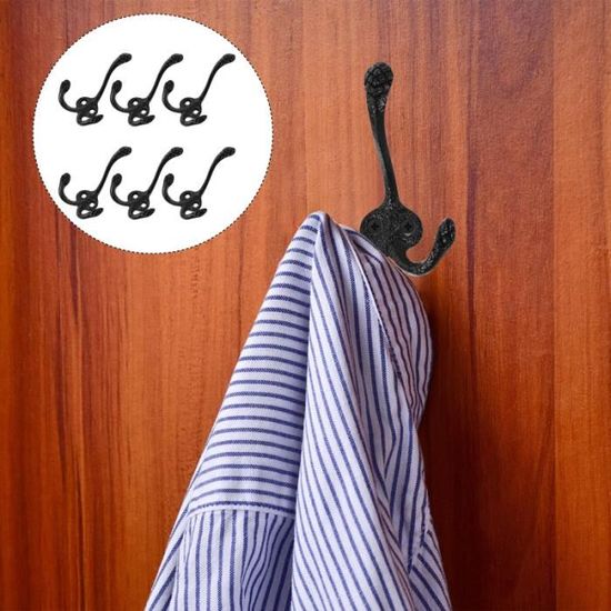 6pcs Centre mural à double crochet Cintre de rangement de mur à crochet ...