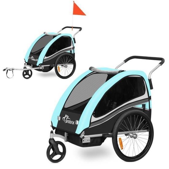 Remorque vélo pour 2 enfants - SAMAX - 2 en 1 - 360° rotatif ...