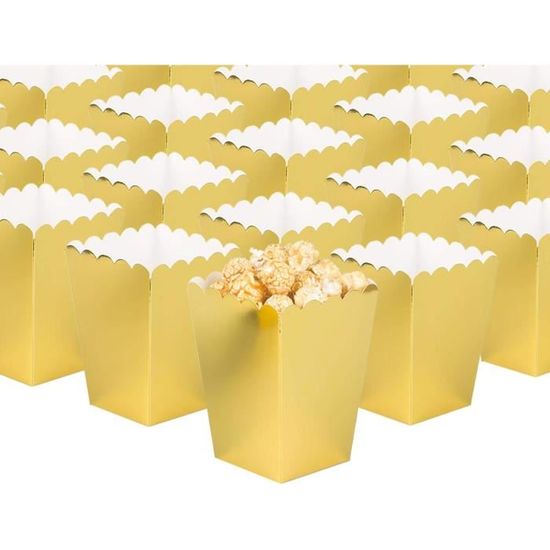 Paquet De 24 Petites Boîtes À Pop-Corn Doré,Boite Pop Corn Bonbons ...